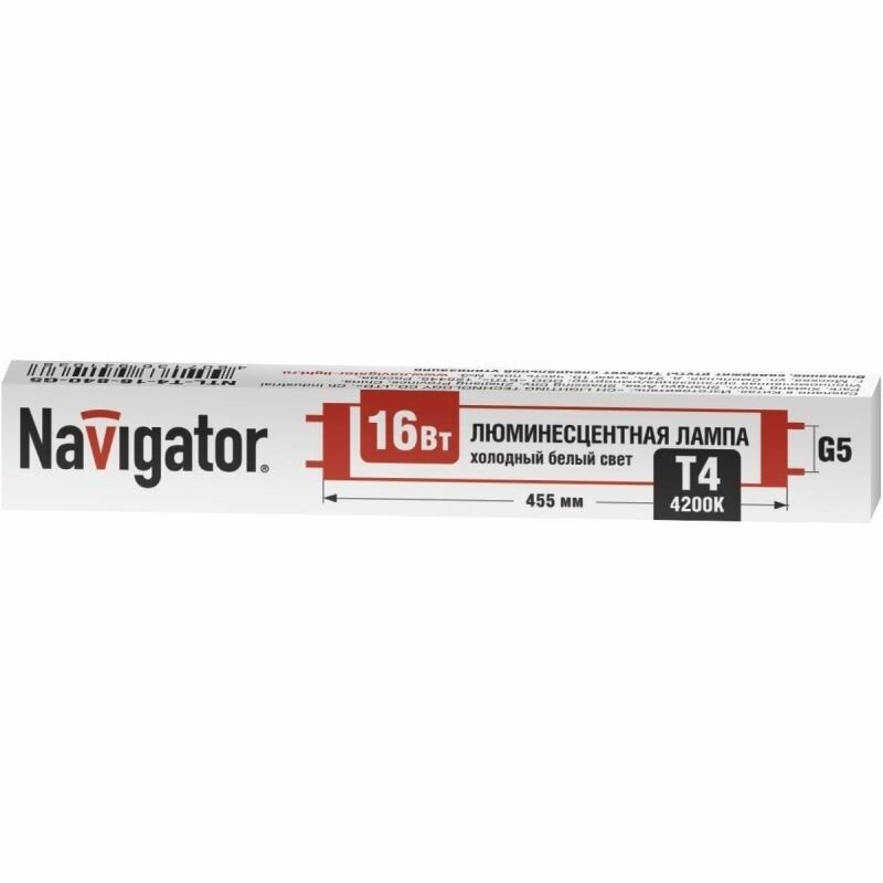 Лампа люминесцентная Navigator NTL-T4-16-840-G5, 16 Вт T4 4200 К G5 (94103)