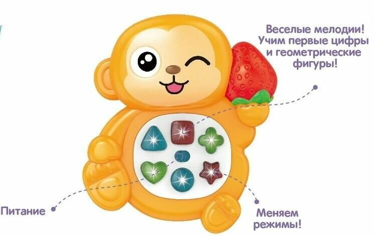 Обучающая игрушка КНР "Обезьянка", на батарейках, свет, звук, в коробке (ZYA-A2904-3)