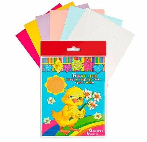 Бумага цветная Феникс А4 6 листов, 6 цветов, перламутр (40100)