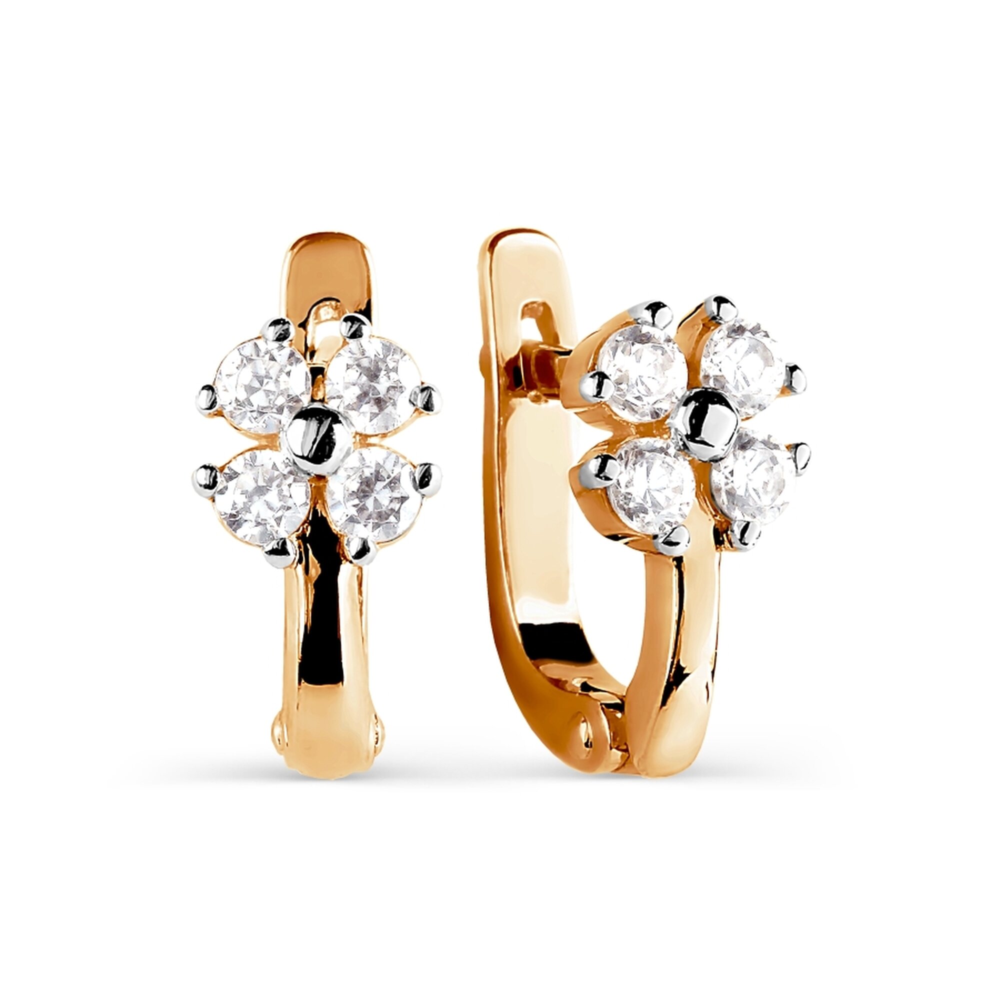 Серьги, красное золото, 585 проба, фианит