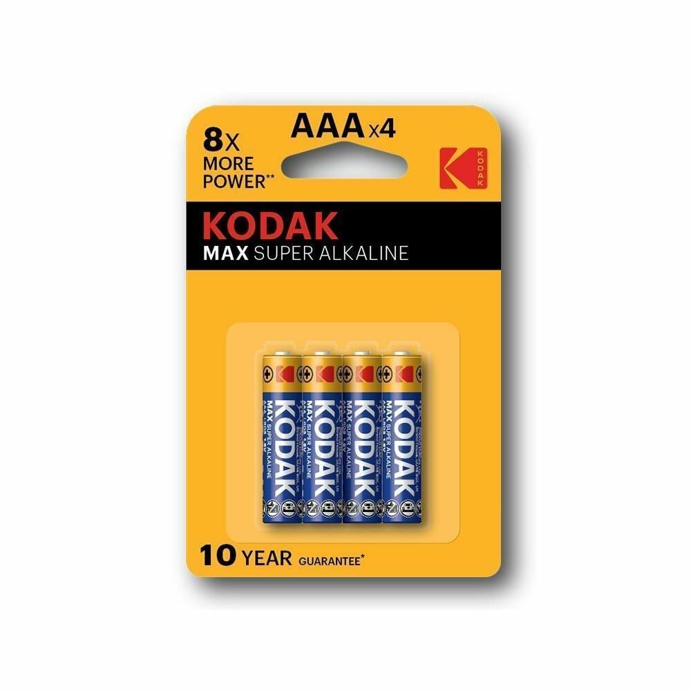 Батарейки Kodak "Max Super", AAA LR03, алкалиновые, 1,50 В, 4 шт (Kodak Мах LR03 BL-4)