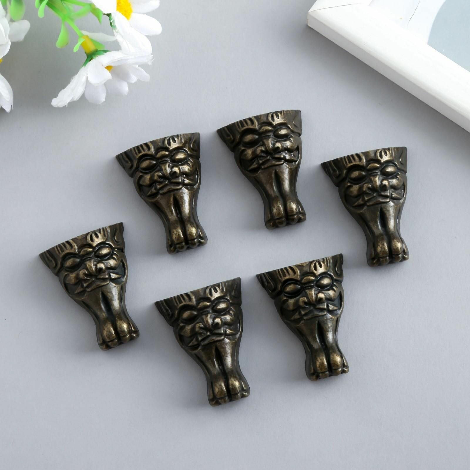 Уголок(ножка) для шкатулки "Маска" 3,7*2,9 см 6 шт, бронзовый