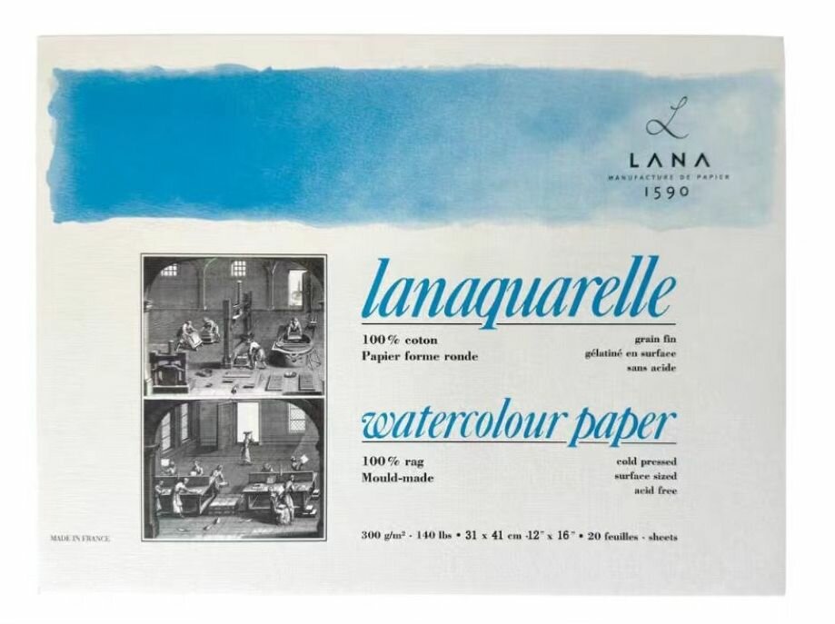 Альбом для рисования LANA "Lanaquarelle", 300 г/м2, 23х31 см, гладкая, 20 л