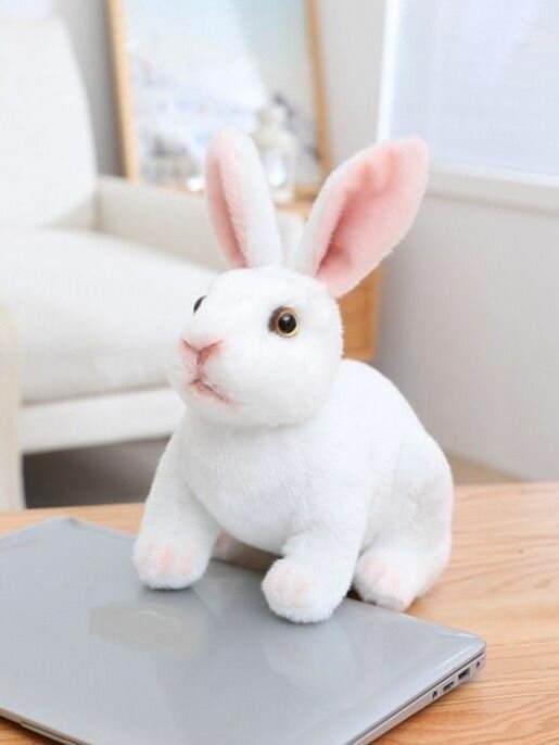 Реалистичный кролик 16 см - Плюшевая игрушка для фото, Пасхи, Нового года и Хэллоуина, декор для дома