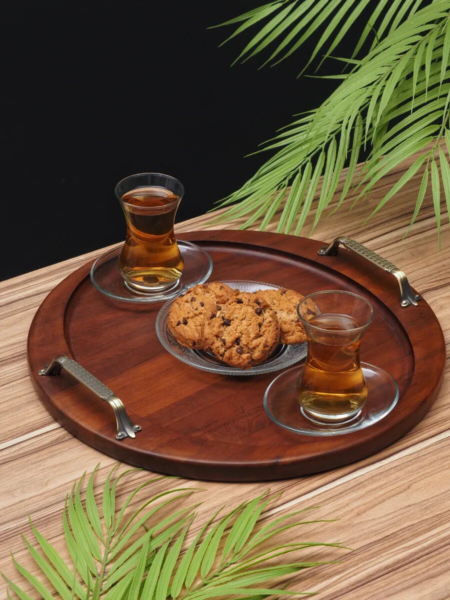 Поднос деревянный круглый