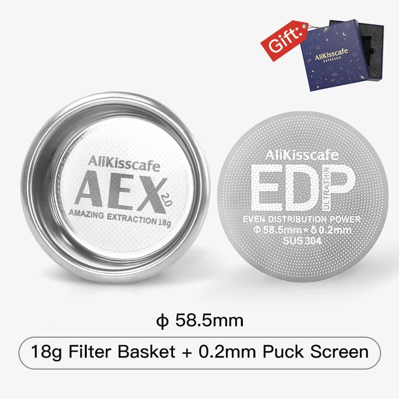Alikisscafe 58 Мм Корзина Для Эспрессо Из Нержавеющей Стали, Емкость 18 Г/22 Г, Аксессуар Для Портафильтра С Прокладкой 0