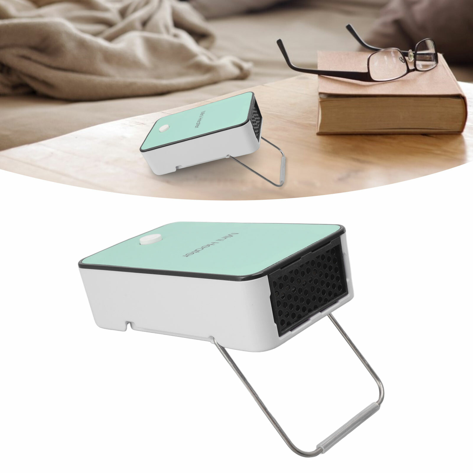 Электрический обогреватель воздуха голубой тихий быстрый нагрев с кронштейном мини электро вентилятор обогреватель для дома офиса общежития розетка США 110w 110V