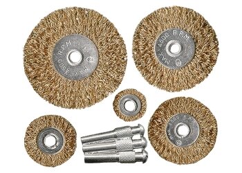 Набор щеток для дрели, 5 шт, 5 плоских 25-38-50-63-75 мм, со шпильками, металлические MATRIX 74494