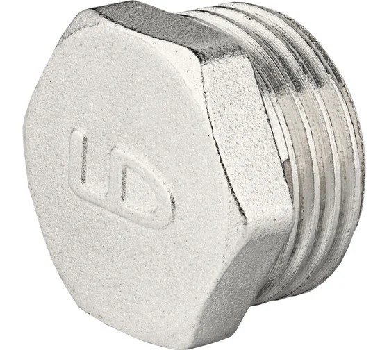 Пробка (заглушка) 1/2" латунь никелированная LD Pride, 6шт