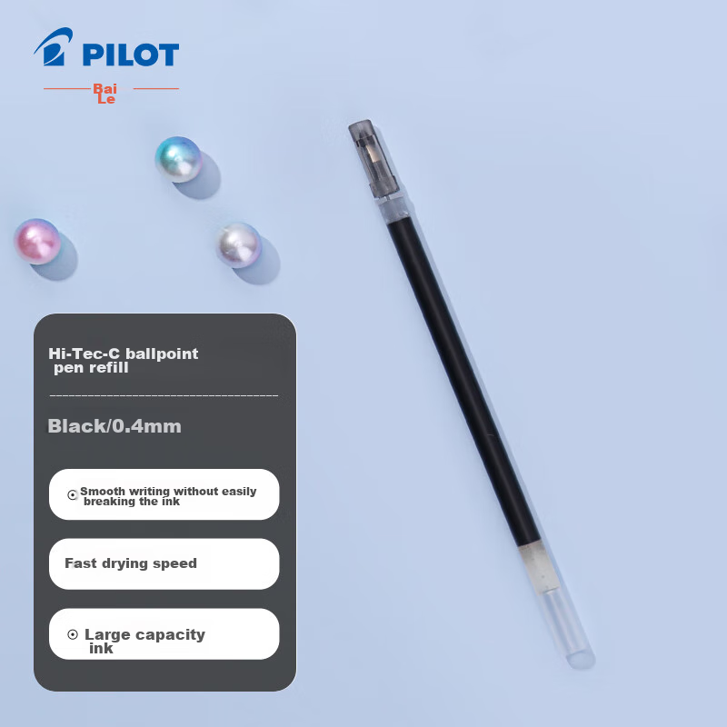 PILOT Gel Pen Refill, Large Capacity, for Students And Office Use, Compatible with BLLH-20C Water-Based Pen Refill, BLS-HC4 0.4mm Black, Single Piece