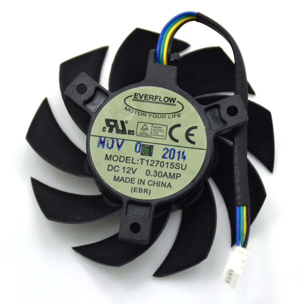 Новый & Оригинал Everflow T127015SU 65 MM DC 12 V 0.30AMP 4 P 4Pin Video Grafikkarte Lufter 40*40*40 MM