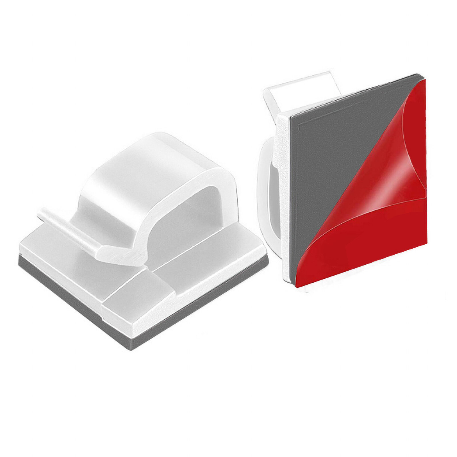 Самоклеящийся держатель для кабелей, простой настольный органайзер для проводов и хранения проводов, маленький белый квадратный.