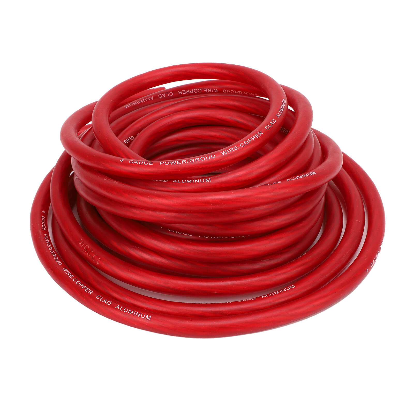 Провод 4 калибра, покрытый медью алюминий CCA Soft Touch 25 футов 4 AWG кабель питания и заземления для автомобильных акустических систем прицепа для автофургона, красный