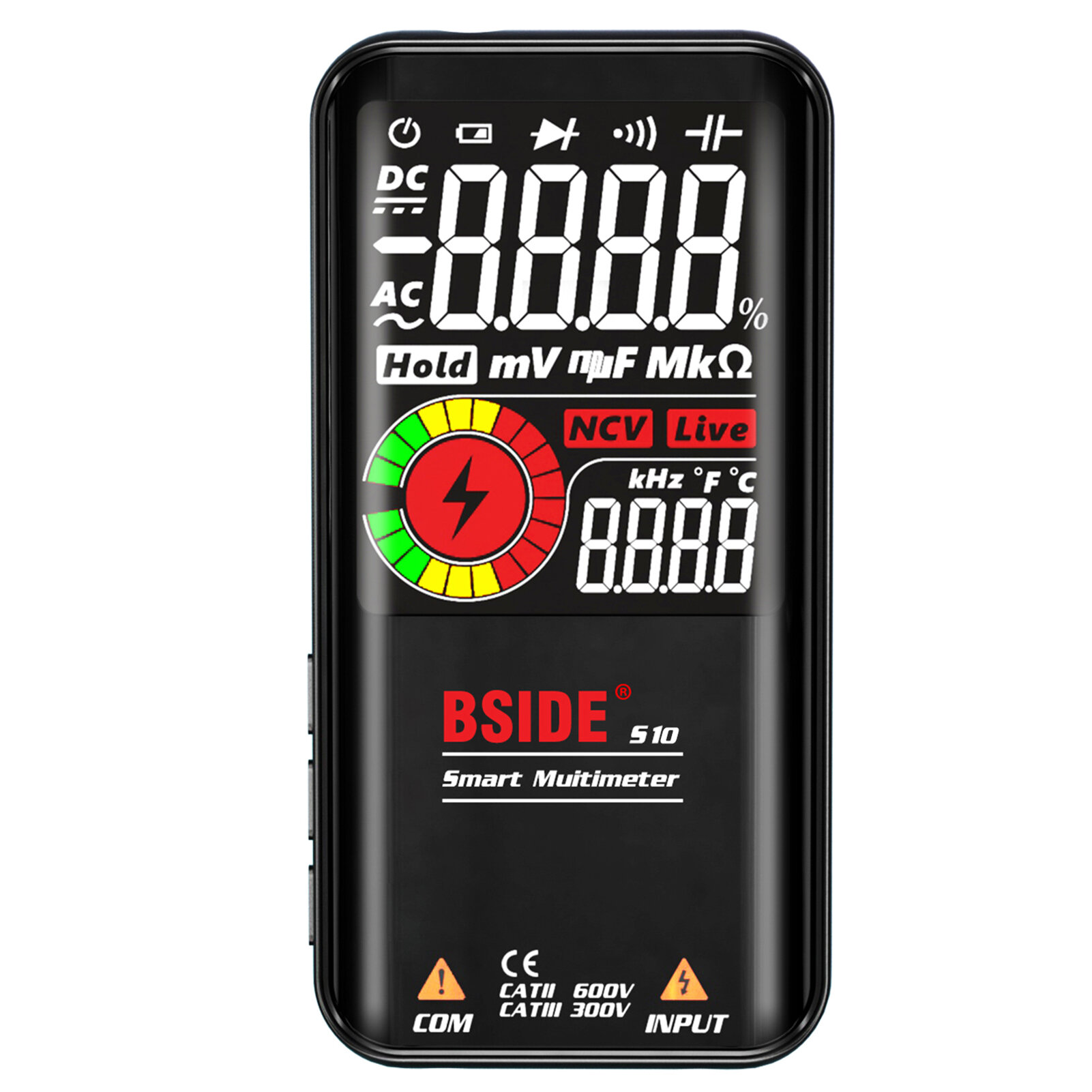 Bside S10 Интеллект 9999 считает многометровый цифровой ЖК -дисплей AC/DC Вольтметр OHMMETER COSTANCE COSTACENANCE Частотный диод непрерывность NCV LIVE LIF