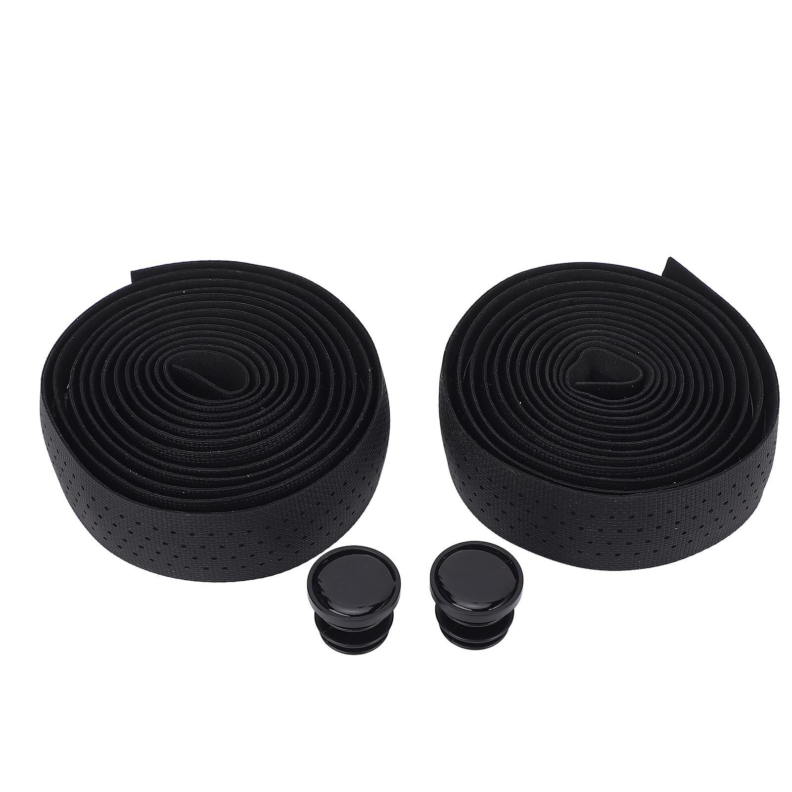 Обмотка руля шоссейного велосипеда из ЭВА, противоскользящая, амортизирующая, дышащая, с заглушками на концах, черная.