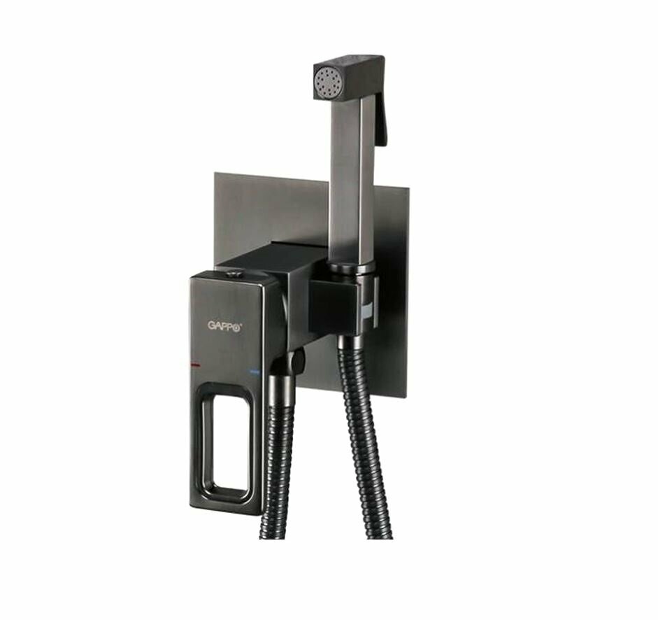 Гигиенический душ со смесителем скрытого монтажа Gappo G7217-9 оружейная сталь