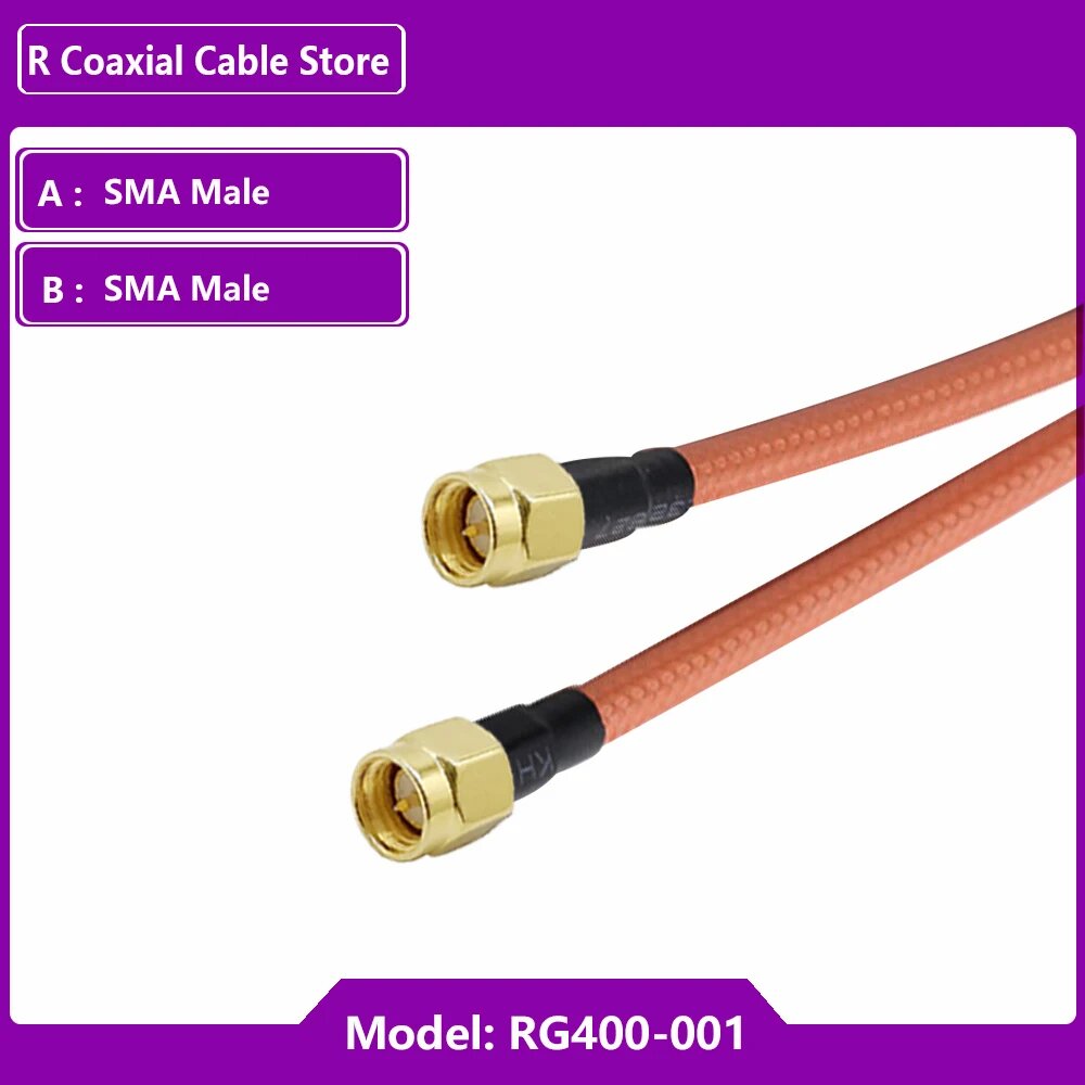 Кабель RG400 SMA-SMA 50 Ом 15 см 1M, SMA M to SMA M