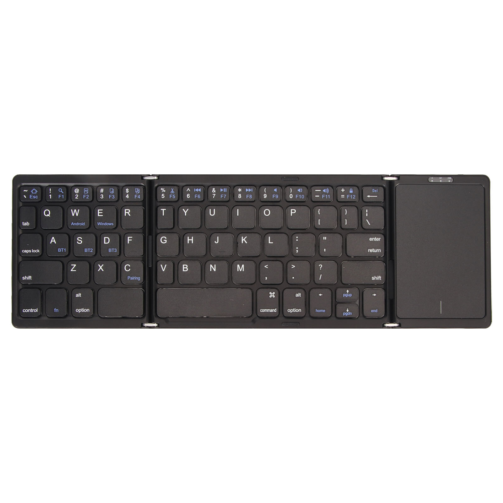3-складная беспроводная клавиатура с сенсорной панелью Складная клавиатура для планшетного ПК, смартфона со встроенным аккумулятором B089T, черная