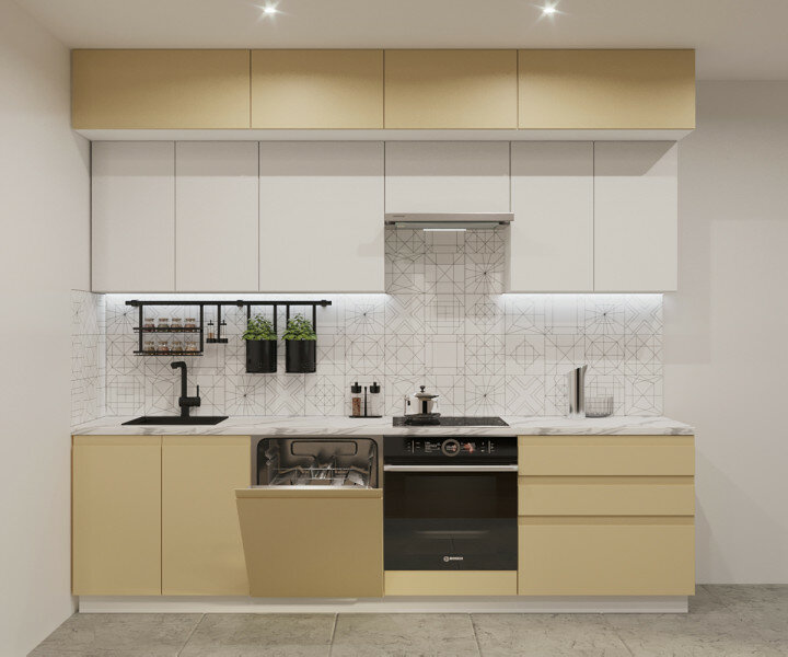 Кухонный гарнитур прямой МДФ Стамбул Тальк 2800 мм