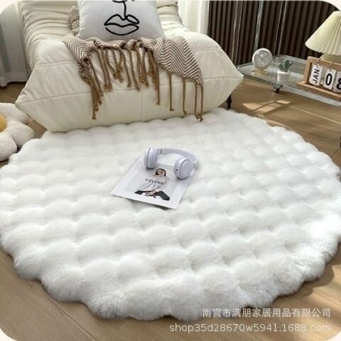 Коврик прикроватный, ворс из искусственного меха, нескользящий, белый, 1,2x1,2 м