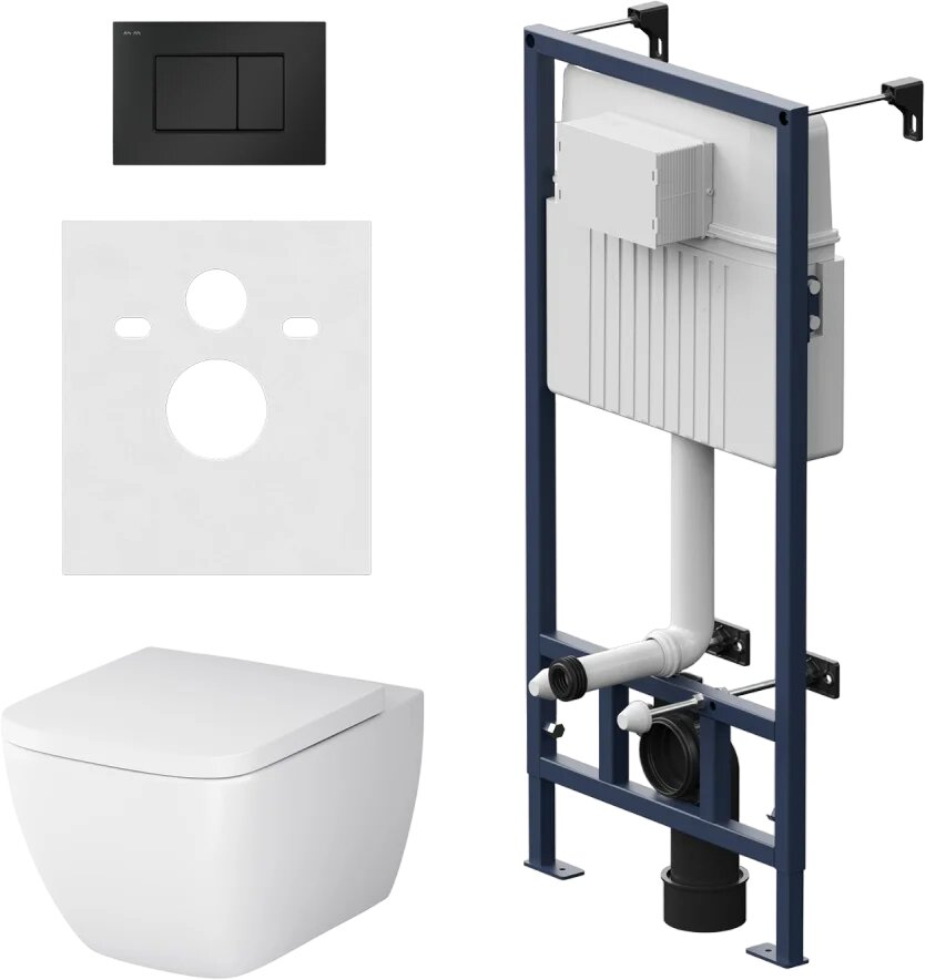 Комплект AM.PM Gem IS70238.901701 FlashClean с сиденьем микролифт, кнопка смыва черная матовая