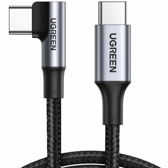 Кабель угловой Ugreen USB-C - USB-C, 5A, 2м, серый(70698)