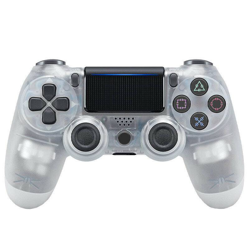 Игровой контроллер p4 беспроводной bluetooth с виброотдачей и удобной рукоятью прозрачный белый