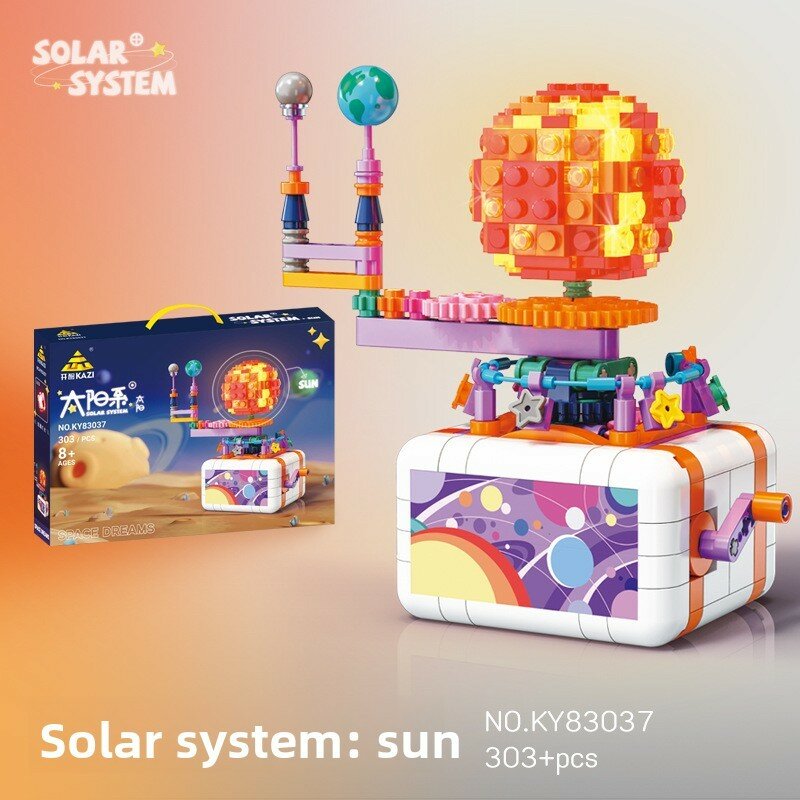 Creative rotatable mars sun moon assembly building block model toy for kids creative learning gift