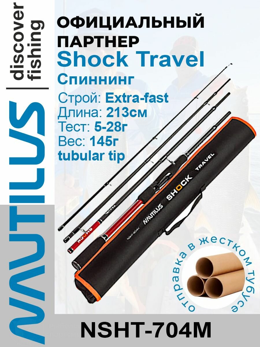 Спиннинг Nautilus Shock Travel NSHT-704M 213см 5-28гр