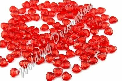 Акриловые стразы сердечки 8 мм 300 шт Красный, Red