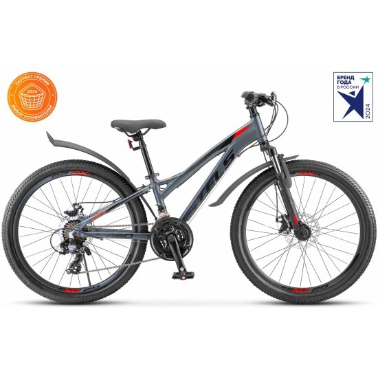 Stels Подростковый велосипед 24" Turbo 460 MD Z010 (рама 11) (ALU рама) Темно-серый 2025 (М)