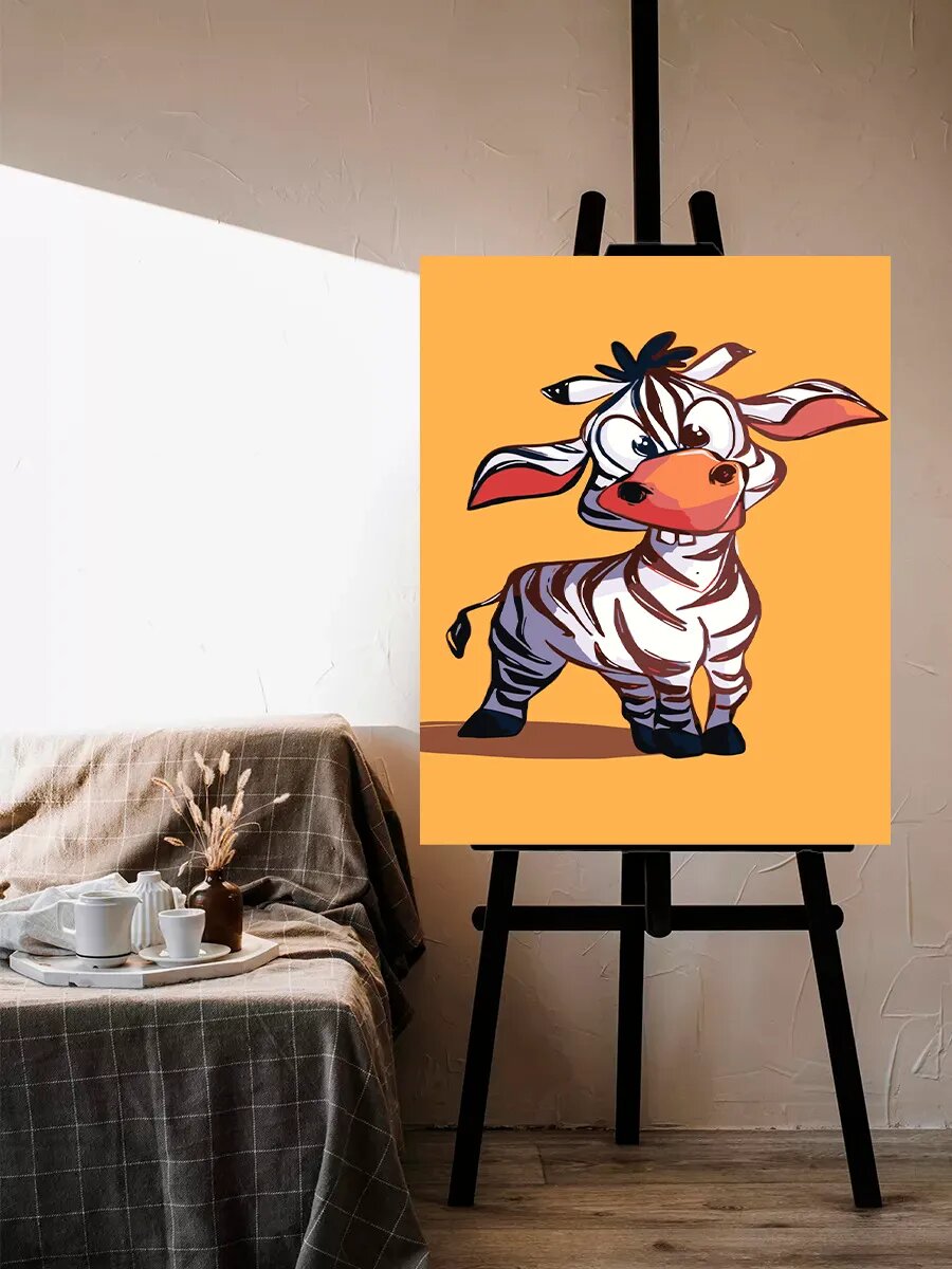 Картина по номерам Мультяшный Зебра Животное Иллюстрация