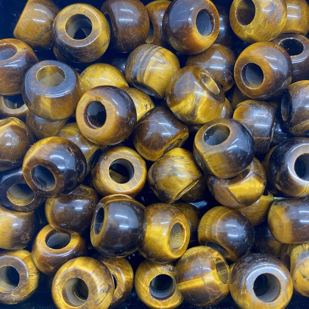 2 шт, бусины из натурального камня, тигровый глаз, агат, аметист Желтый, Tiger Eye Stone-2PCS