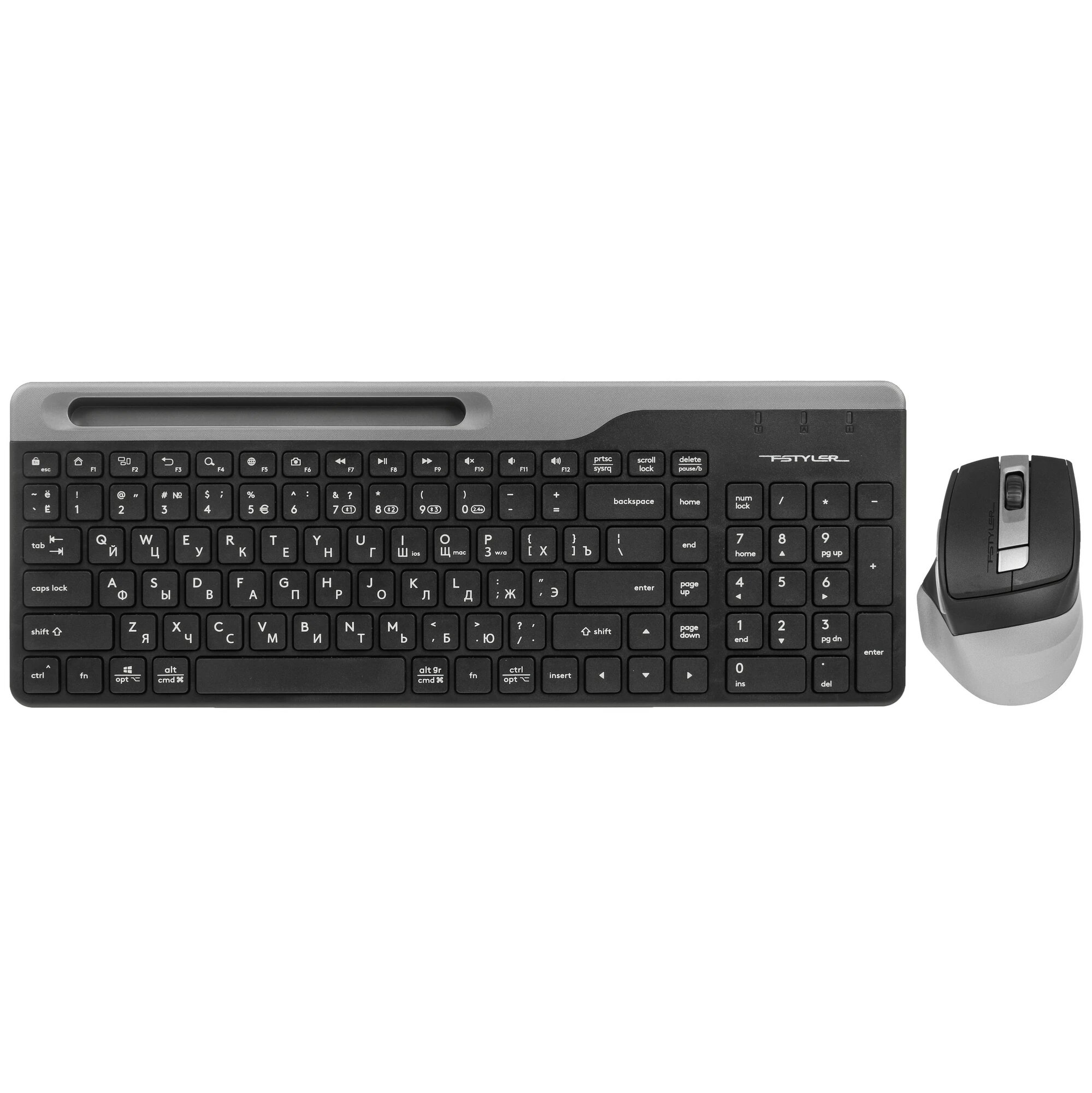 Клавиатура и мышь A4Tech Fstyler FB2535C, беспроводная, USB, чёрный/серый
