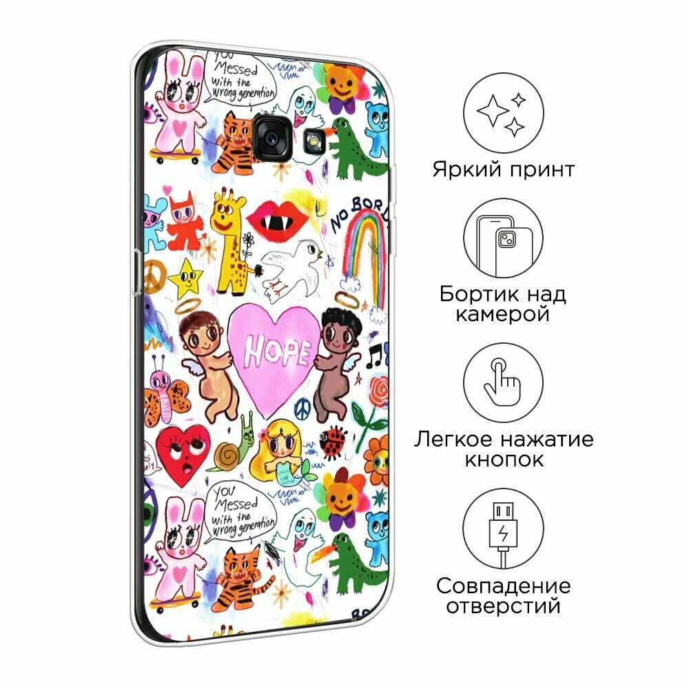 Чехол на Samsung Galaxy A7 2017 / Самсунг Галакси А7 2017 с принтом "Милые рисунки" — фото 1