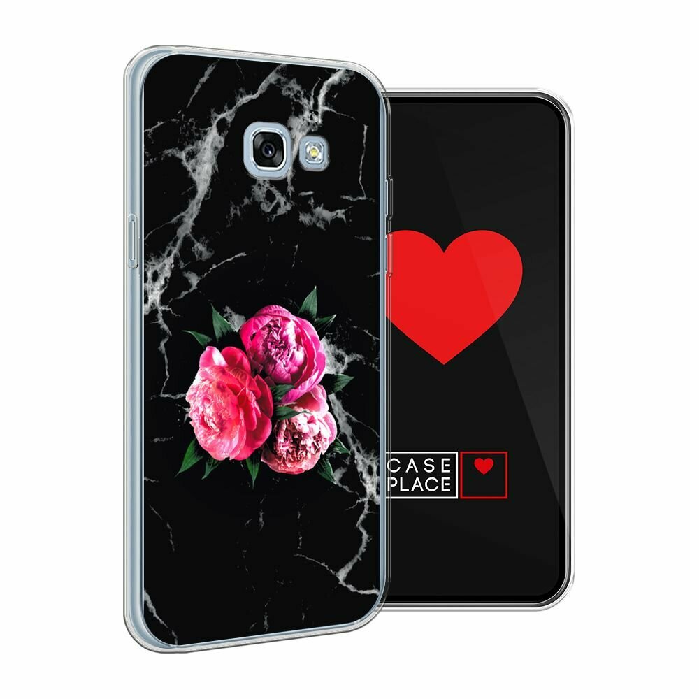 Чехол на Samsung Galaxy A5 2017 / Самсунг Галакси А5 2017 с принтом "Букет на черном мраморе" — фото 1