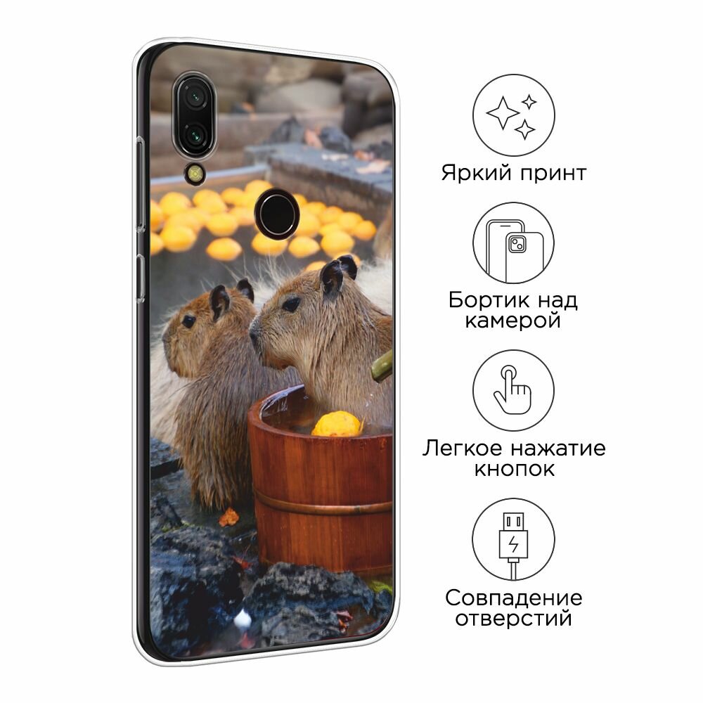 Чехол на Xiaomi Redmi 7 / Сяоми Редми 7 с принтом "Капибары отмокают" — фото 1