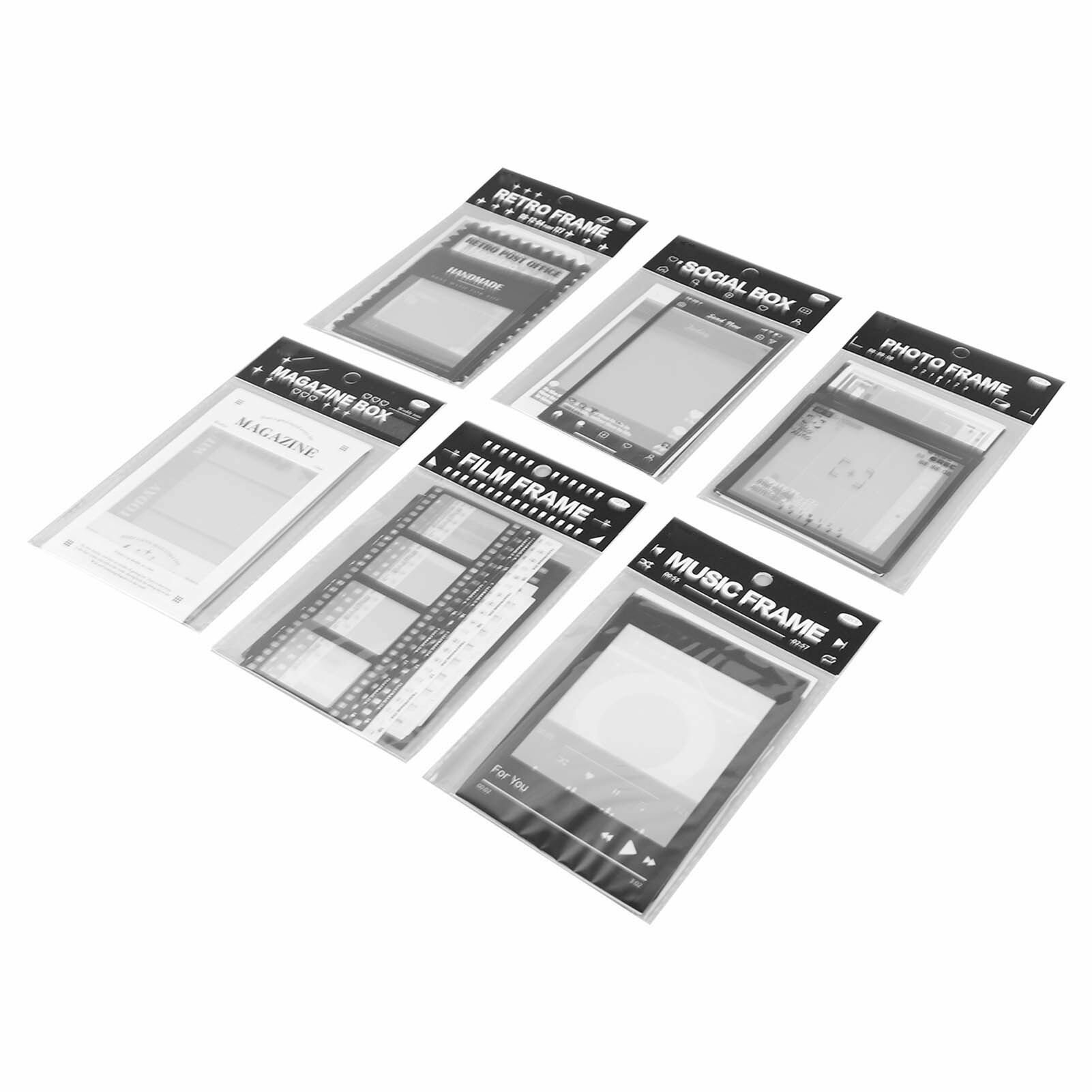 Ретро рамки для скрапбукинга, 6 пакетов, 15 листов в пакете, износостойкий PET, для декорирования фото и DIY проектов