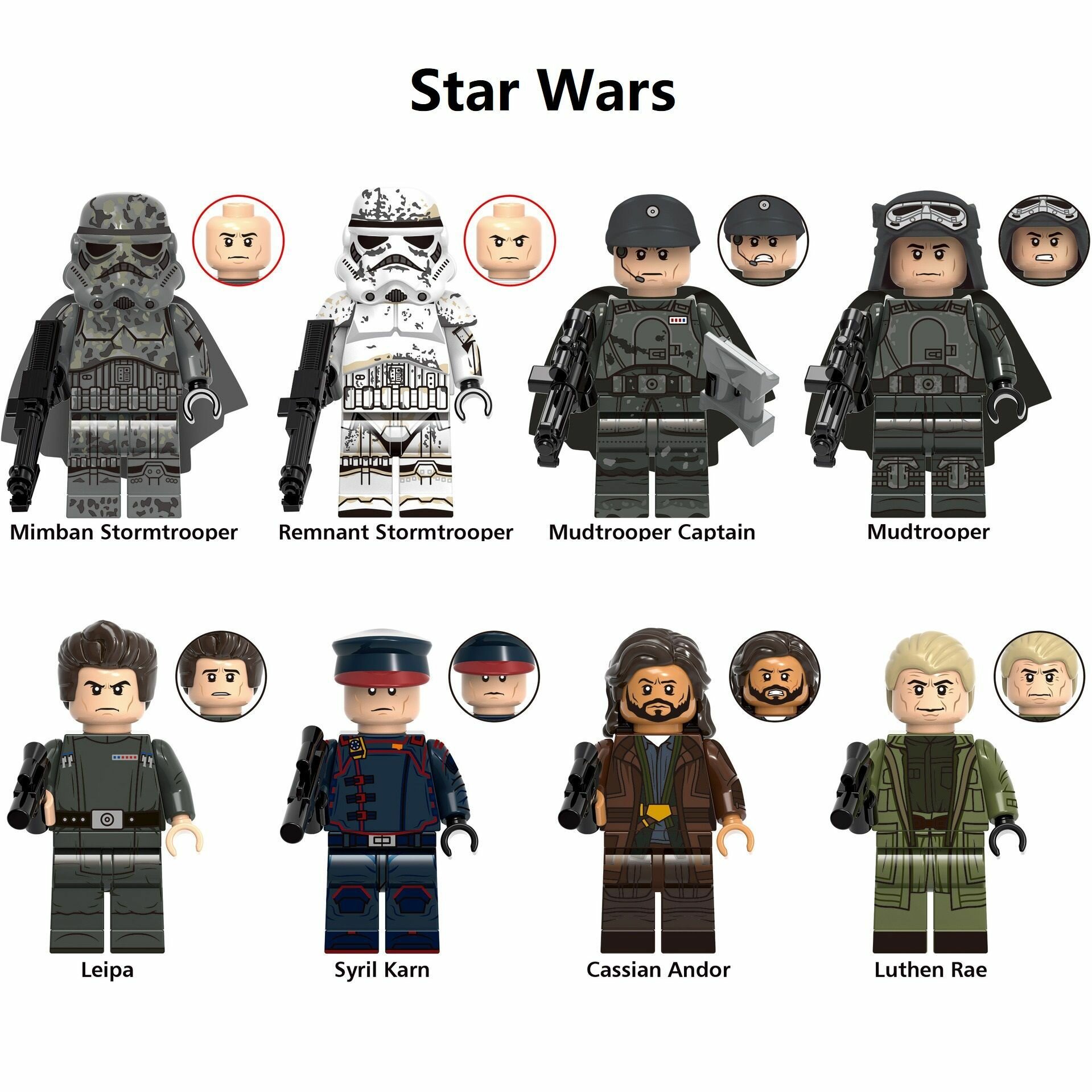 Набор минифигурок /Star Wars, Leipa, Syril Karn, Cassian Andor, Luthen Rae/ 4.5cm-пакет /8 шт.