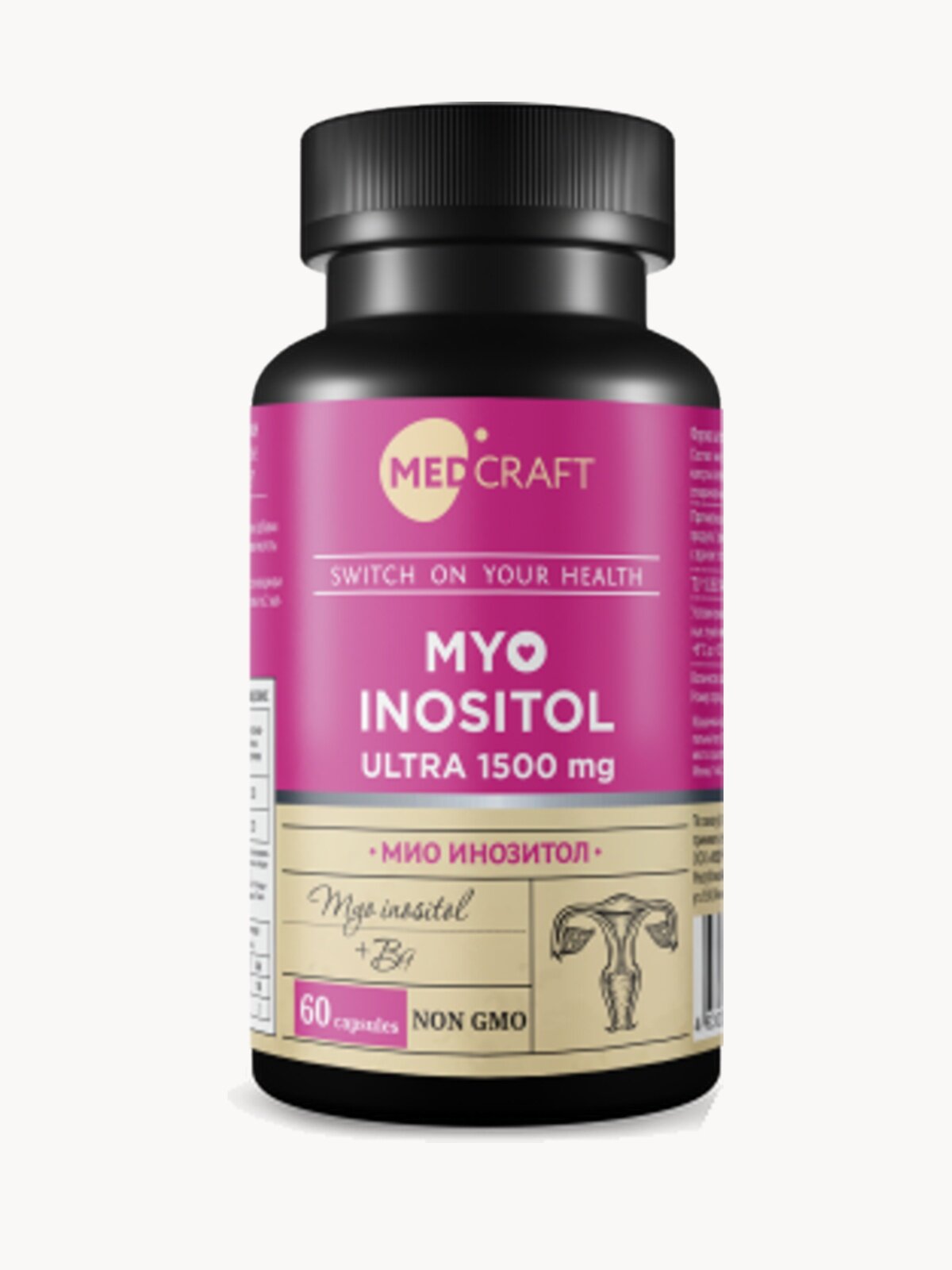 Инозитол 1500 мг (инозит, inositol), 60 капсул / MedCraft