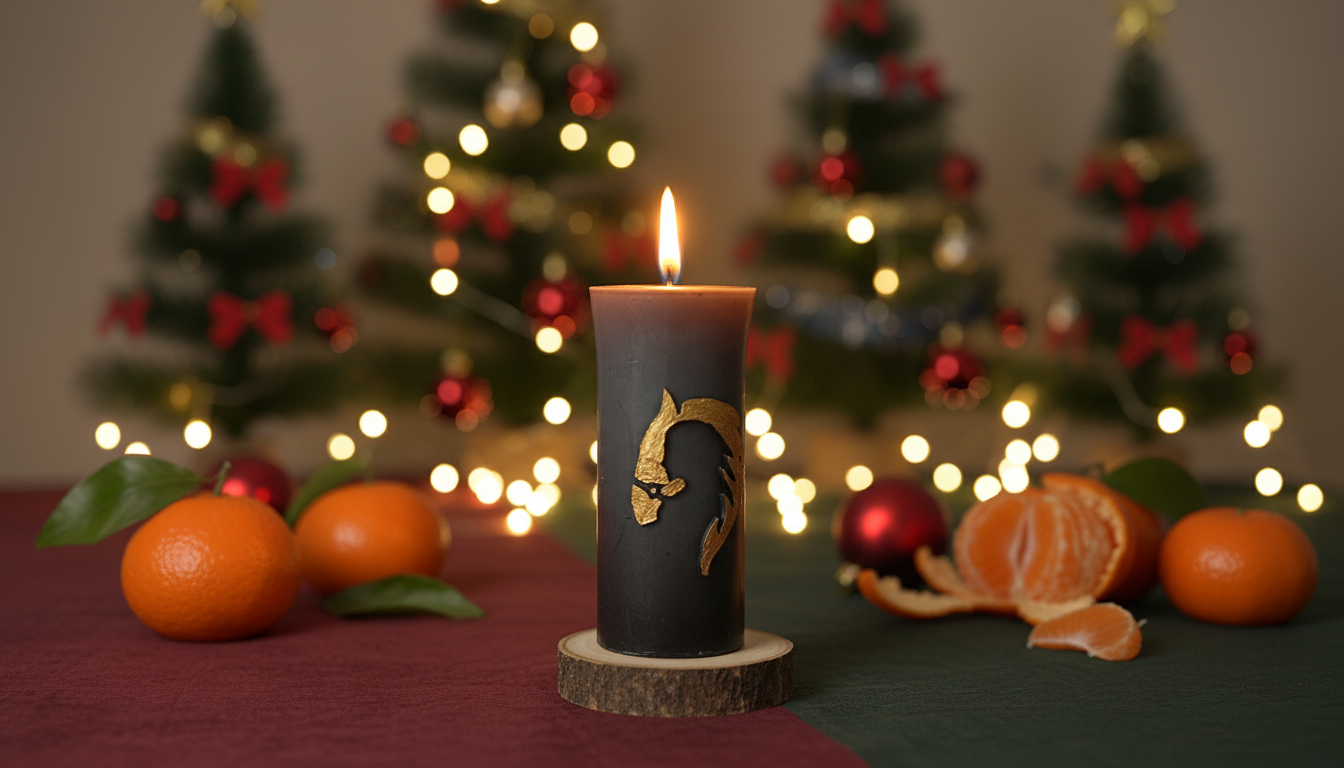 Магическая свеча ручной работы "Денежная лошадь" символ нового года