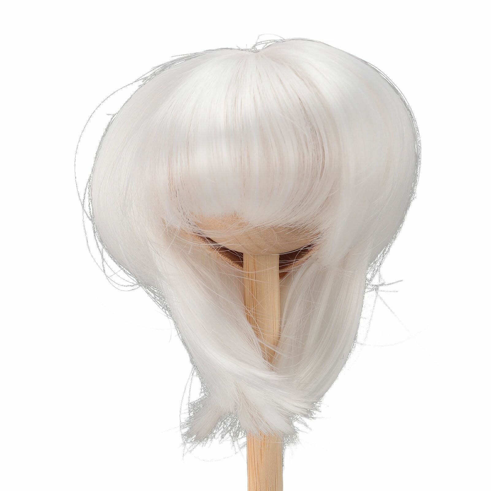 Кукольный короткий прямой парик - мягкий, комфортный, реалистичный. Искусственные волосы для кукол 1/4, 18.5 21см, белый