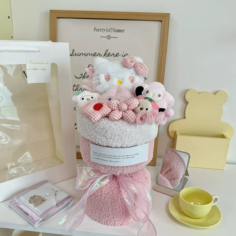 Розовая кошка KT плюшевая букет 20x30 см - Идеальный подарок на день рождения для девушек и женщин