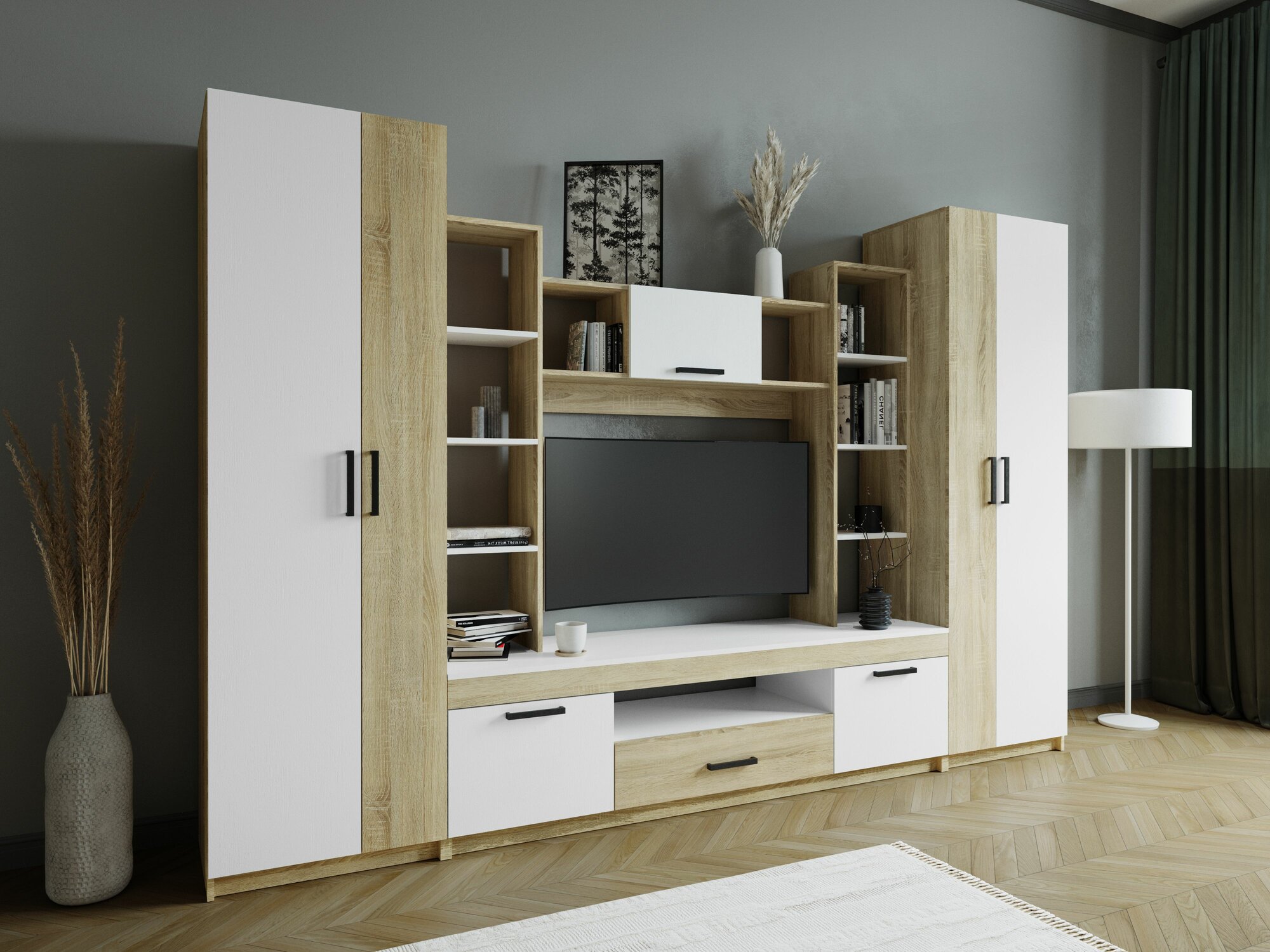 Гостиная Сидней-2 дуб сонома/белый (Микон)