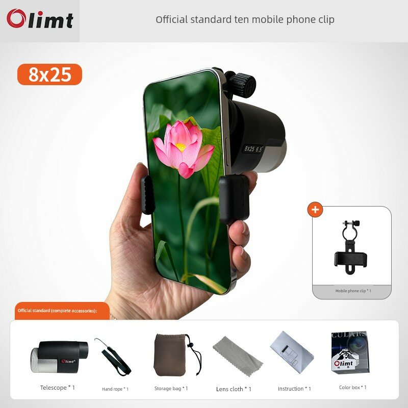 Olimt 8x25 Портативный монокулярный бинокль с новым креплением для смартфона для музеев и концертов