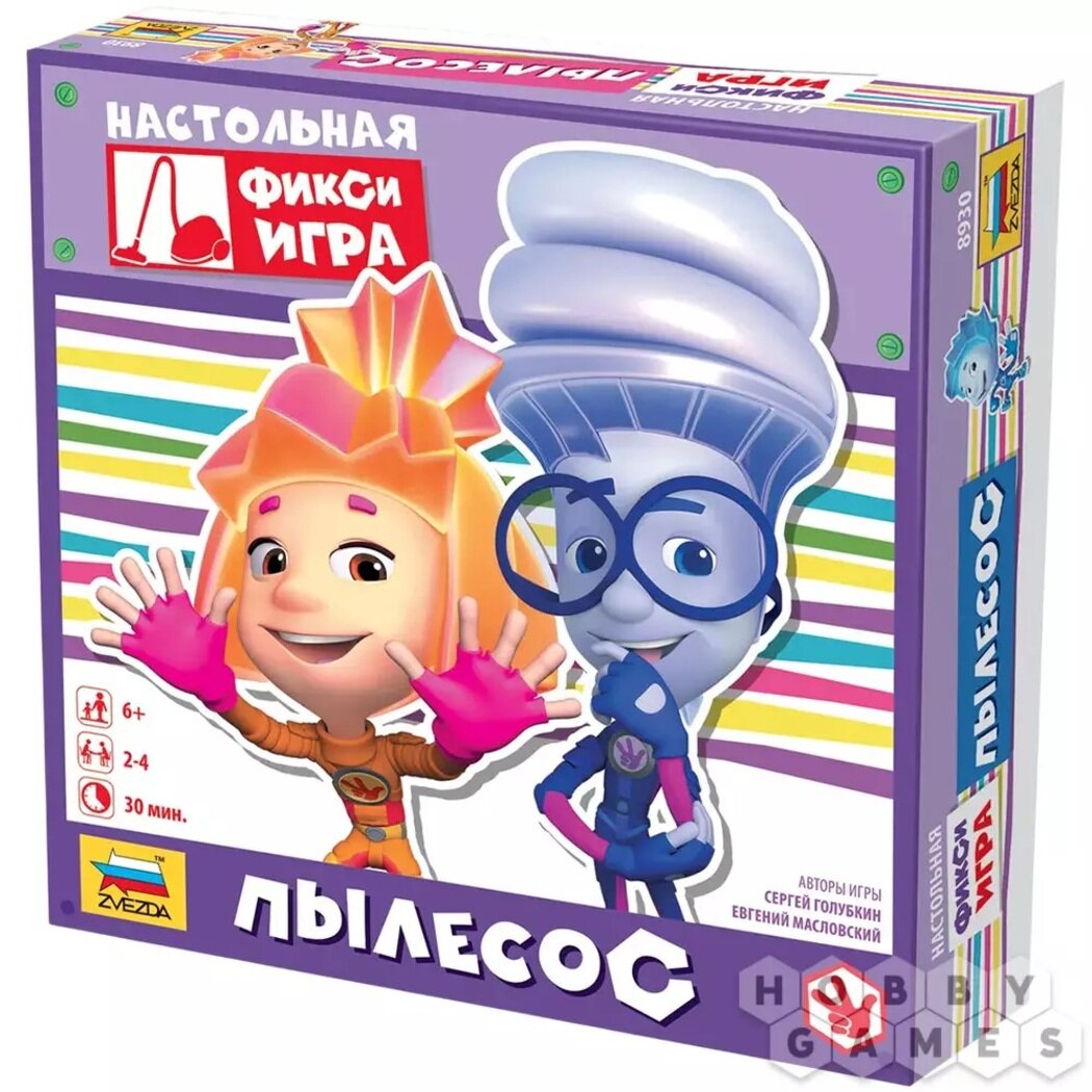 Настольная игра Фиксики: Пылесос, 4 фишки, 18 жетонов, Кубик "D6"
