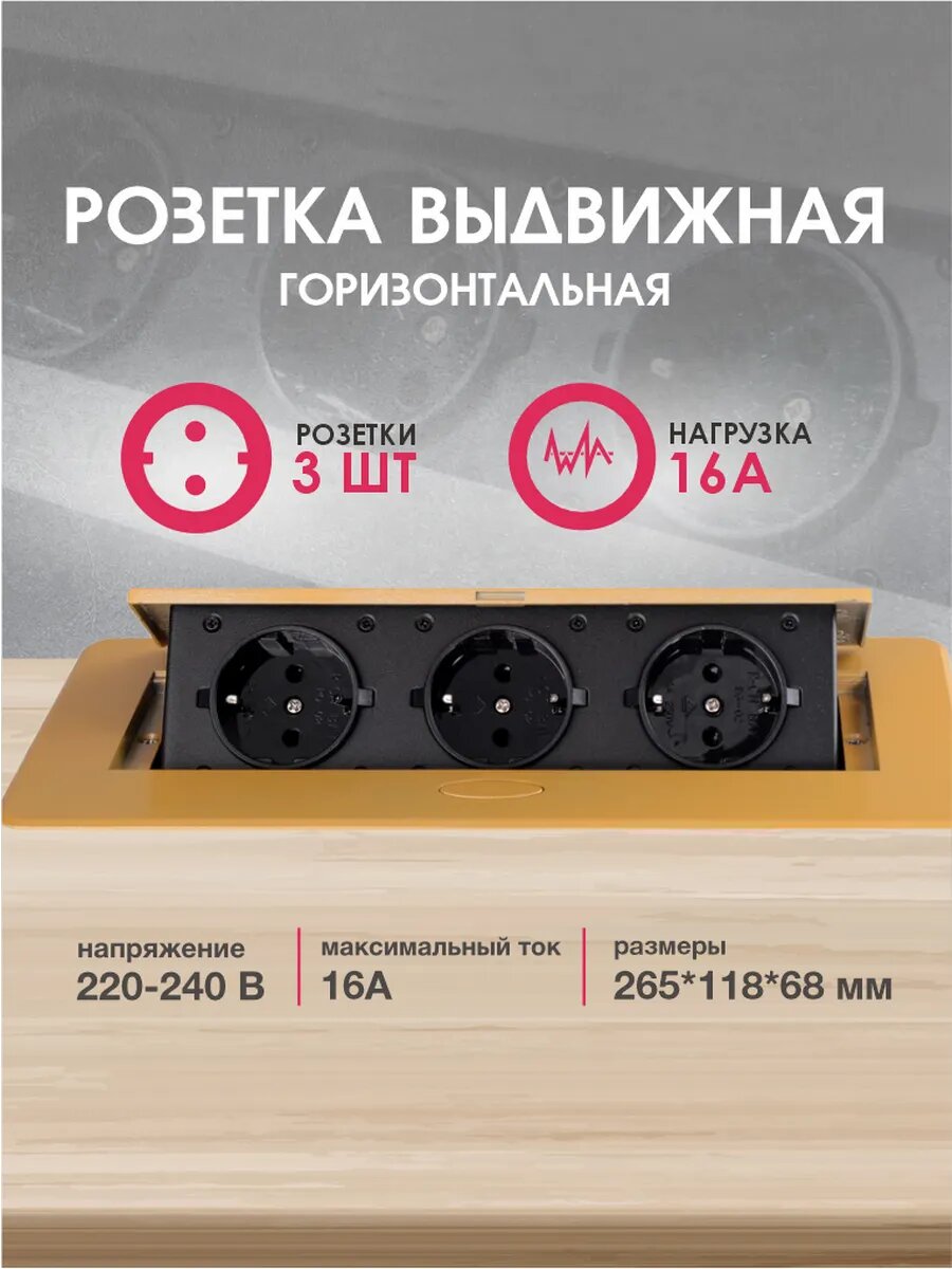 Розетка горизонтальная выдвижная 3 Euro 16A