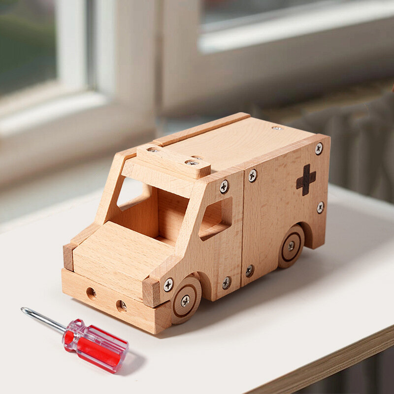 Деревянная машинка для разборки и сборки, конструктор для детей, развивающая игрушка для тренировки мелкой моторики