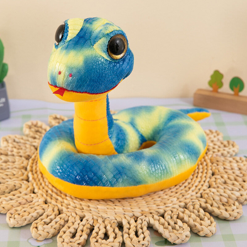 Новый симулятор змея плюшевая игрушка кукла украшение зодиак змей талисман спот трансграничная змея кукла Синий_28cm