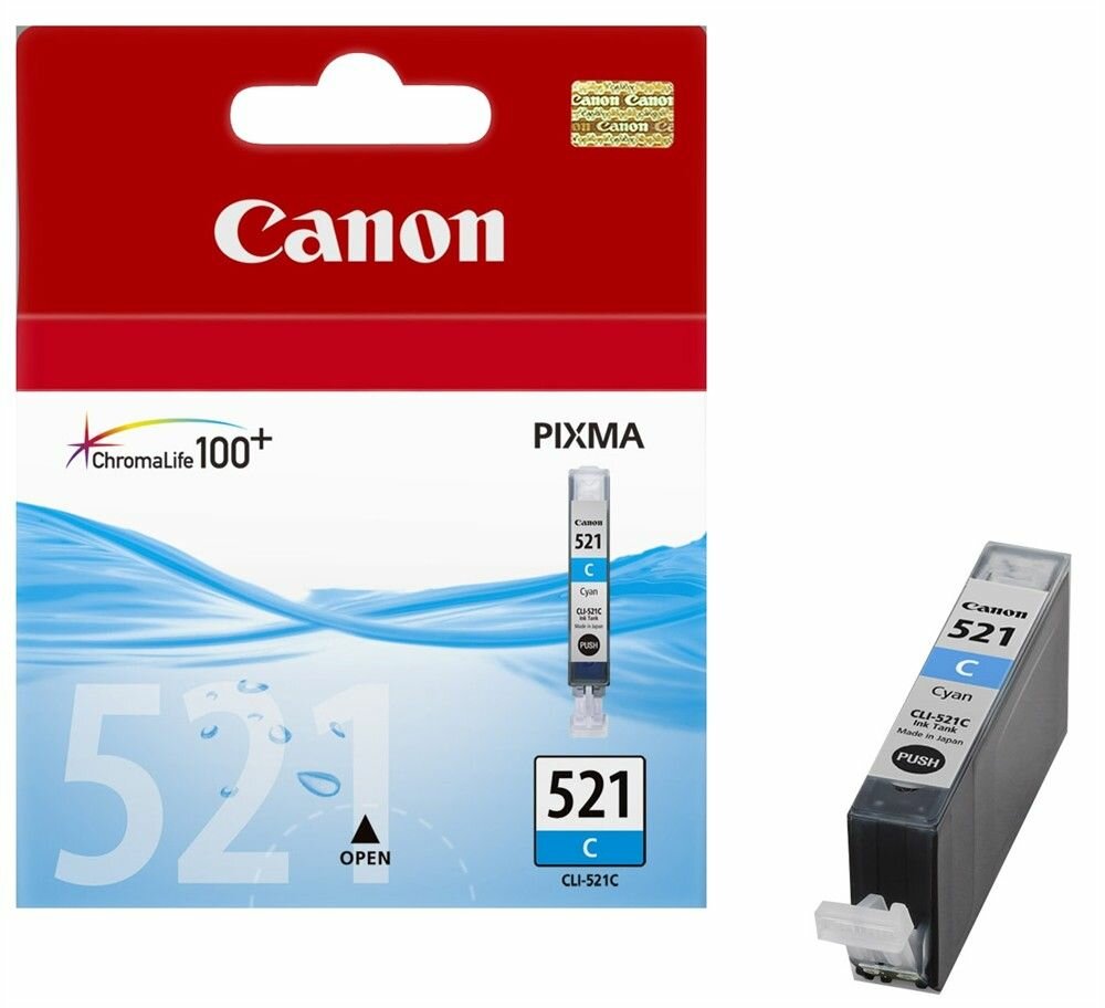 Картридж струйный Canon CLI-521C голубой, оригинальный 2934B004/2934B001